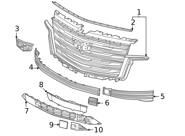 2021-2024 Cadillac Galvano Silver Front Upper Grille 85000012 ...