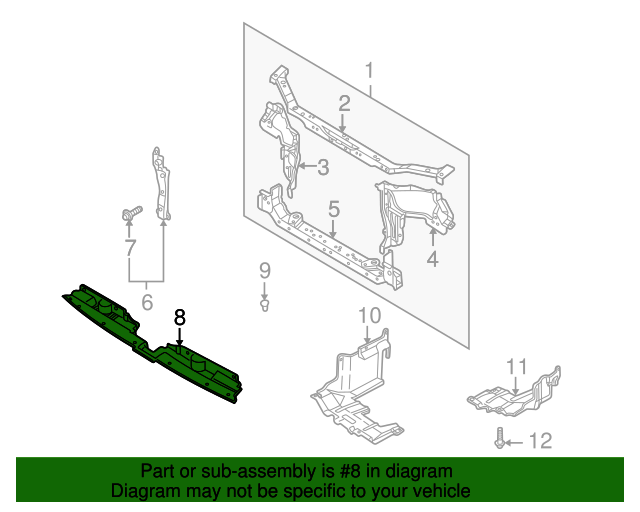 0K2NA-50371 - Radiator Support Air Deflector - 2002-2004 Kia Spectra ...