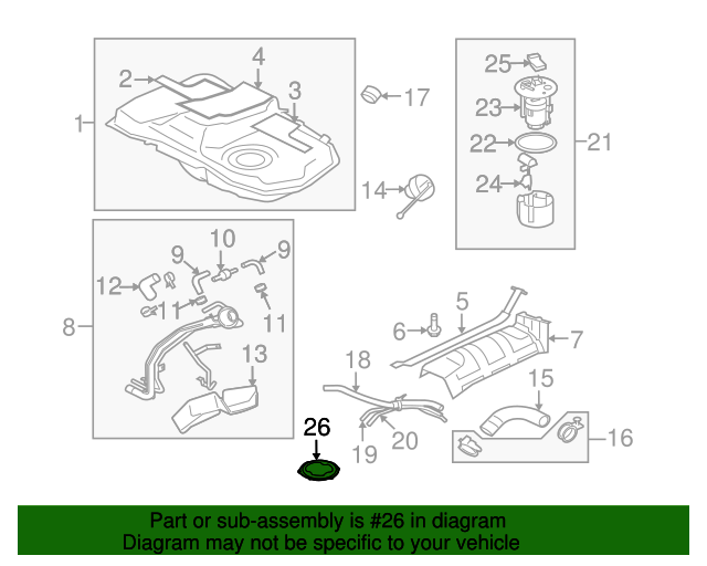 2006-2023 Mitsubishi Fuel Pump Assembly Lock Ring 1748A017 | QuirkParts