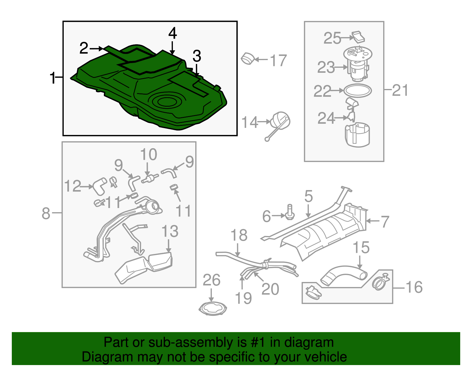 1700A890 - Fuel Tank 2010-2017 Mitsubishi Lancer | Mitsubishi Direct Parts