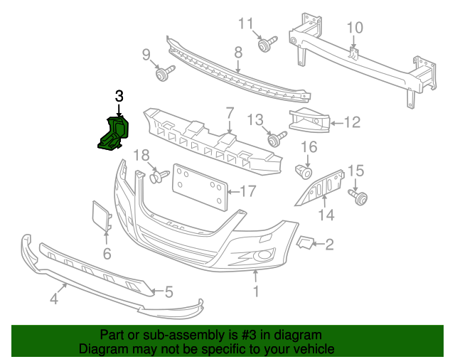 2009-2011 Volkswagen Tiguan Bumper Cover Side Support 5N0-807-941-A ...