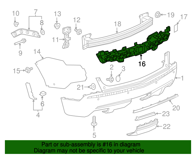 2017-2024 Cadillac XT5 Rear Bumper Fascia Energy Absorber 84103041 GM ...