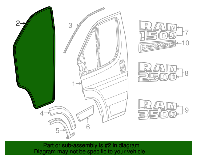 2014-2023 Ram Weatherst-Front Door Opening - Driver's Side (LH ...
