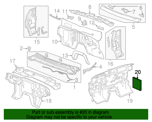 2015-2022 GM Body Hinge Pillar Sound Barrier 22941826 | Auto Parts Express