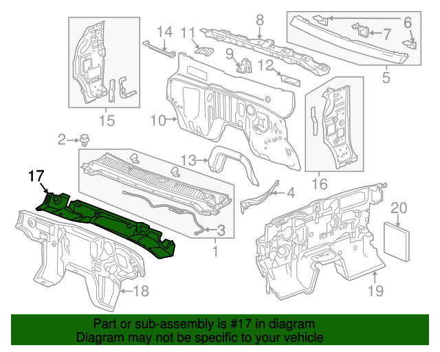2015-2022 GM Dash Panel Outer Upper Insulator 84246158 GM ...