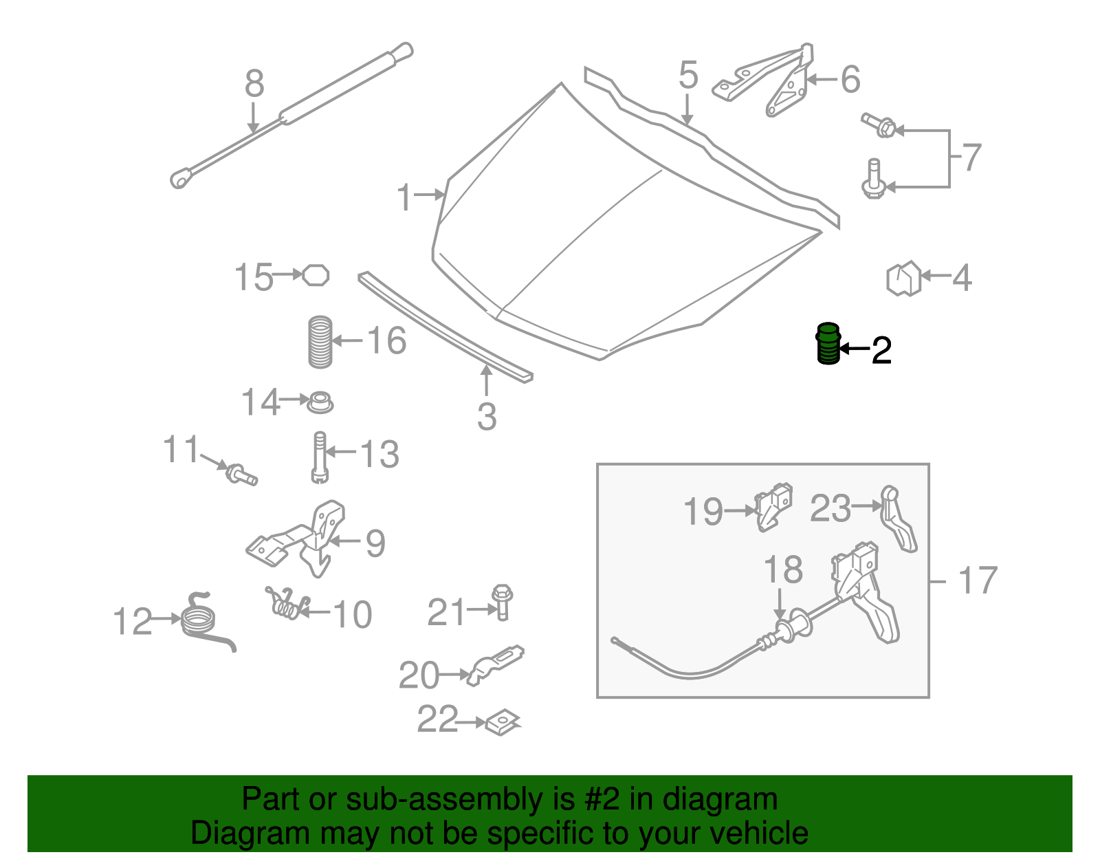 1988-2025 GM Hood Stop Bumper 22863104 GM | GMPartsDirect.com