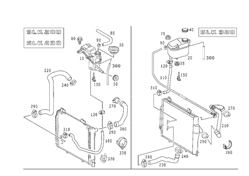 Expansion Tank, Mounting and Hoses for 2001 Mercedes-Benz SLK230 ...