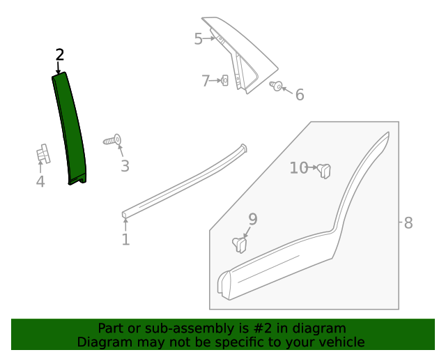 2021-2024 Chevrolet Trailblazer Rear Passenger Side Door Window Frame ...