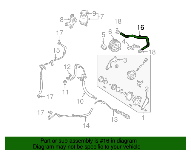 44348-06180 - Power Steering Reservoir Hose 2002-2008 Toyota ...