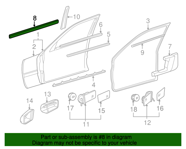 202-690-81-62-9999 - Door Molding 1998-2000 Mercedes-Benz ...