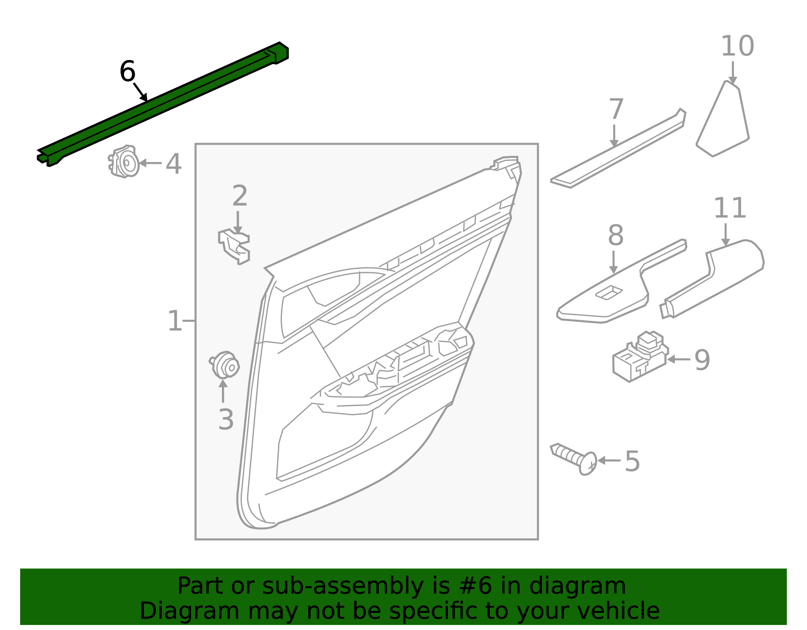 72835-TGG-A01 - Weatherstrip R Rear Door (Inner) - 2017-2020 Honda ...