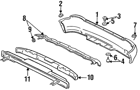 Bumper & Components - Rear for 1995 Honda Civic del Sol | Honda Parts ...