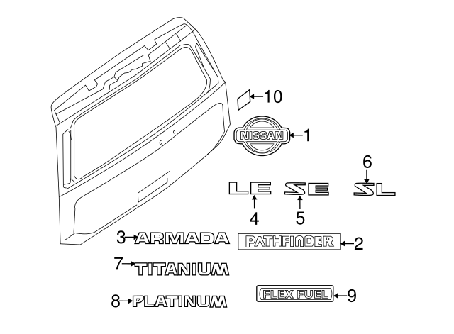 2011-2021 Nissan Nameplate 90896-9CA2A | Boro Nissan Parts
