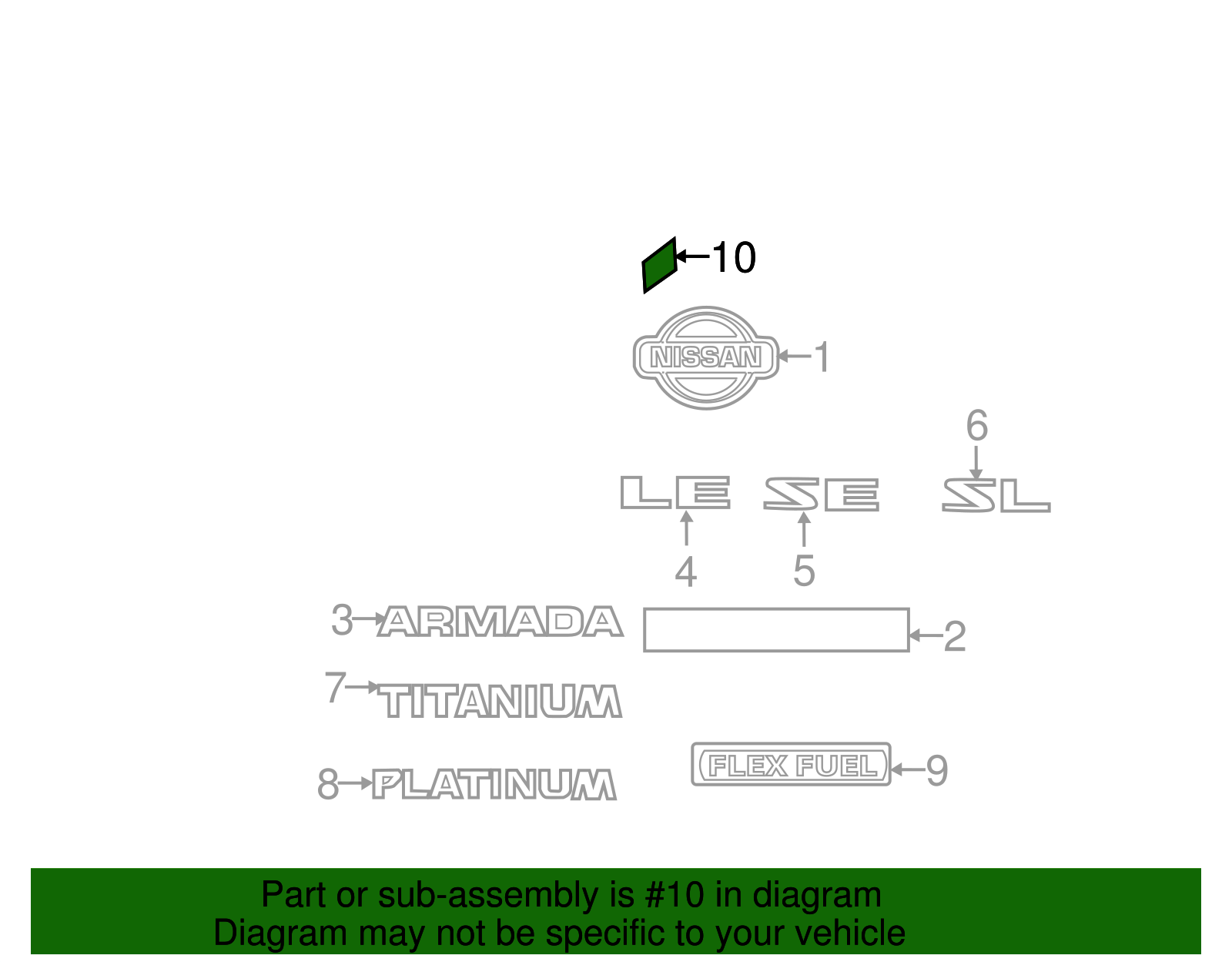 2004-2015 Nissan Protector 90876-9GE0A | Temecula Nissan Parts