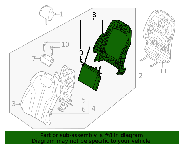 2022-2023 Genesis GV70 Seat Back Frame 88310-AR100-VNB | QuirkParts