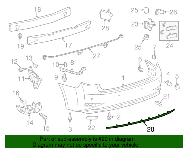 PT747-33130 - Bumper Applique, Rear - 2013-2018 Lexus | My L Parts