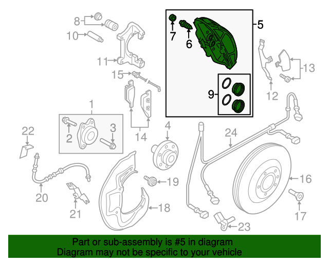 2014-2017 Audi Caliper 8R0-615-124-A | Audi USA Parts