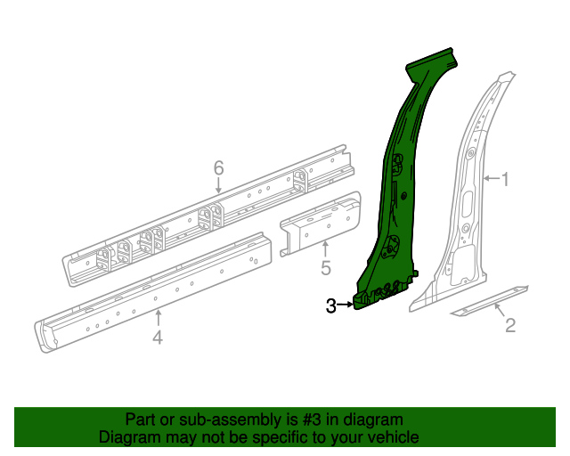2017-2023 Cadillac XT5 Passenger Side Center Pillar Outer Panel ...