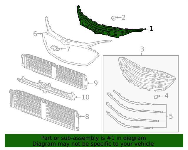 2019-2024 Chevrolet Malibu Front Inner Grille 84565840 GM ...
