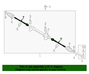 2014-2024 Mitsubishi Inner Tie Rod 4422A098 | Mitsubishi Parts Warehouse