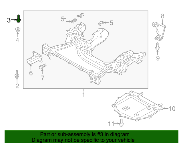 9YA0-21-457 - Engine Cradle Rear Bolt 2016-2023 Mazda MX-5 Miata ...