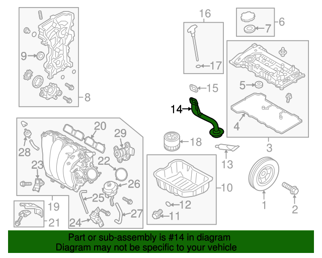 Hyundai - 26250-2E031 - Engine Oil Pump Pickup Tube - 2011-2021 Hyundai ...