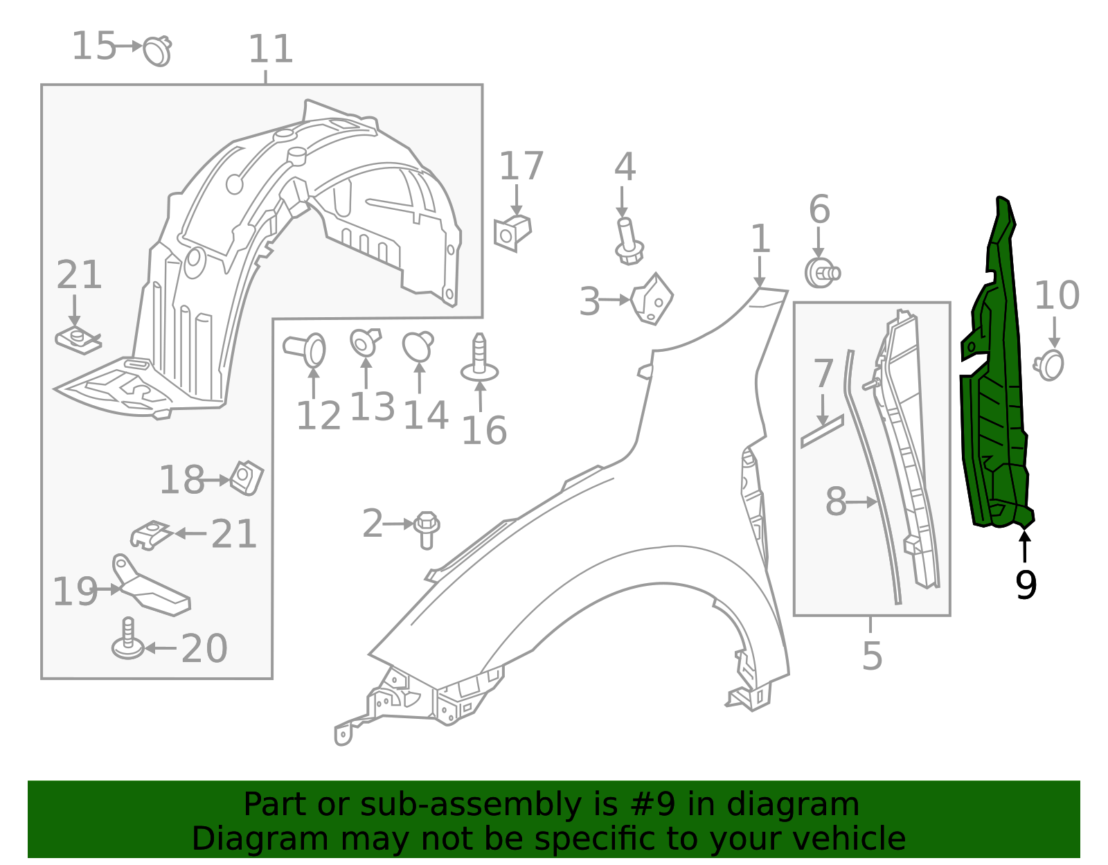 74155-TGH-A00 - Enclosure L Front Fender - 2017-2020 Honda Civic ...