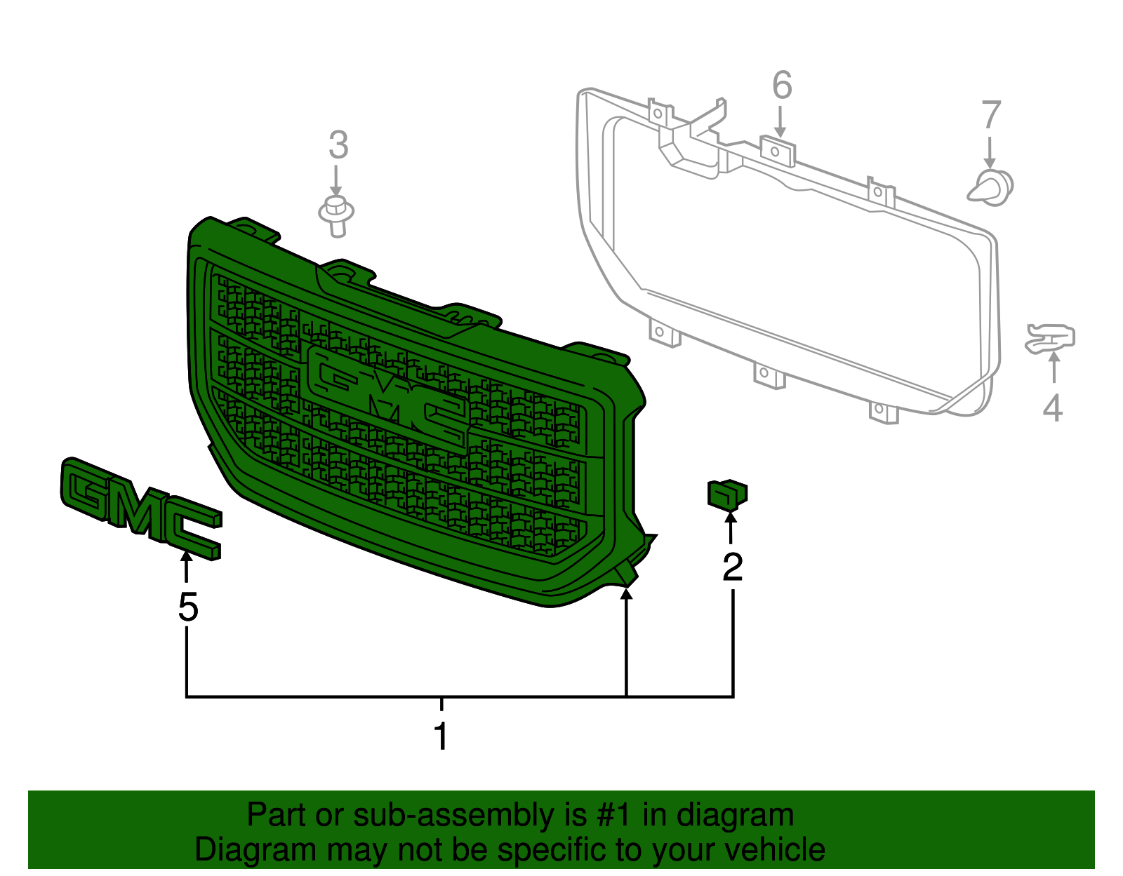 2016-2018 GMC Sierra 1500 Bright Chrome Front Grille with GMC Emblem ...