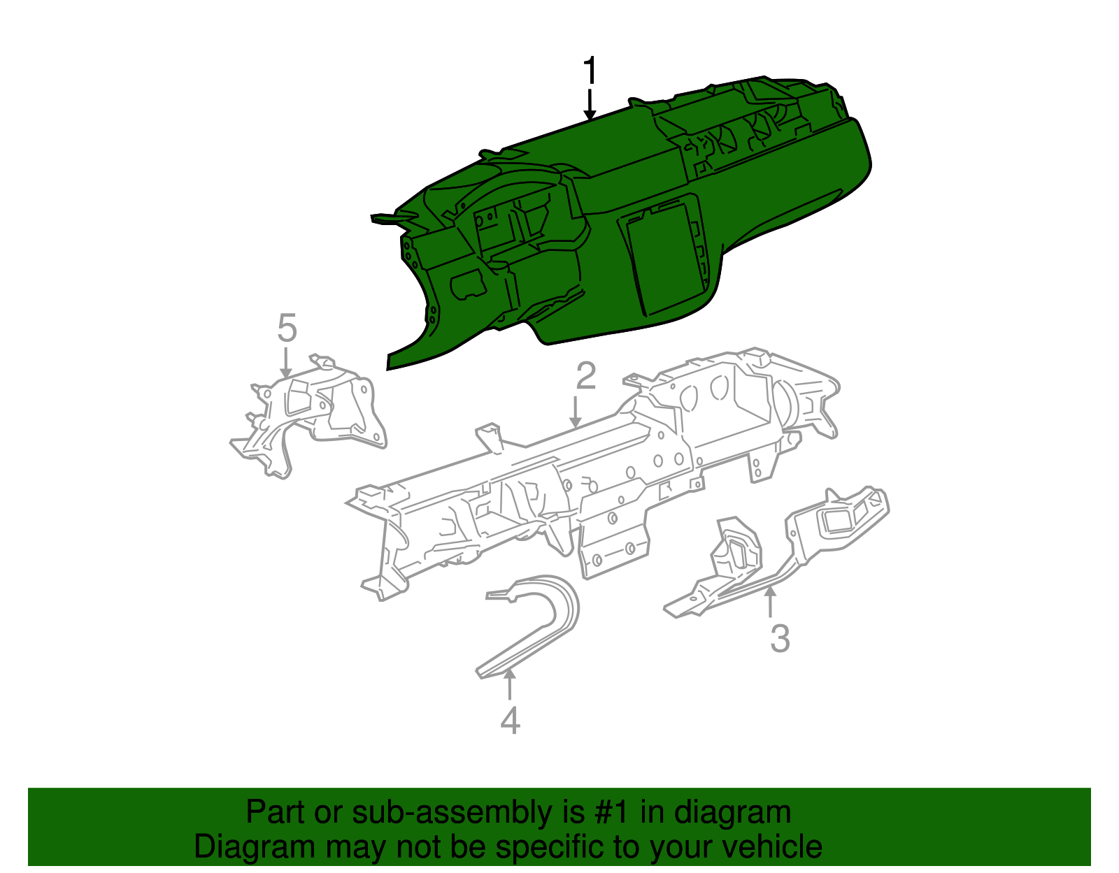 20924440 - Light Titanium Instrument Panel Lower Trim Panel 2006-2016 ...