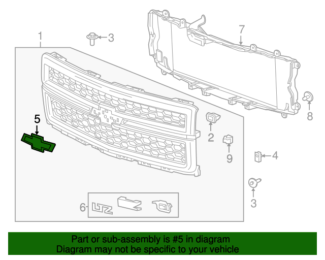 Emblem Asm-Rad Grl Chrome W/Gold - GM (22786809) | GM Parts Center