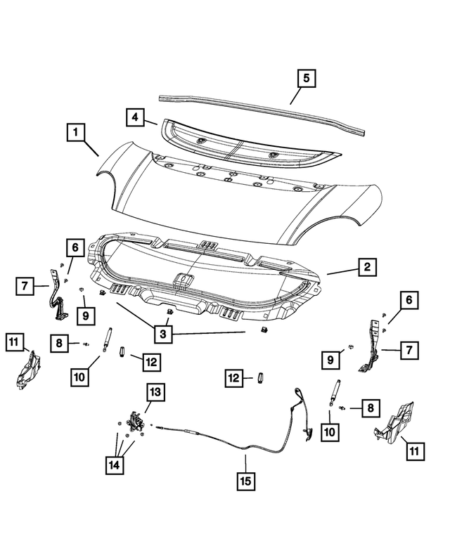 2014-2019 Fiat 500L Hood Hinge, Right 68201019AA | Mopar Estores