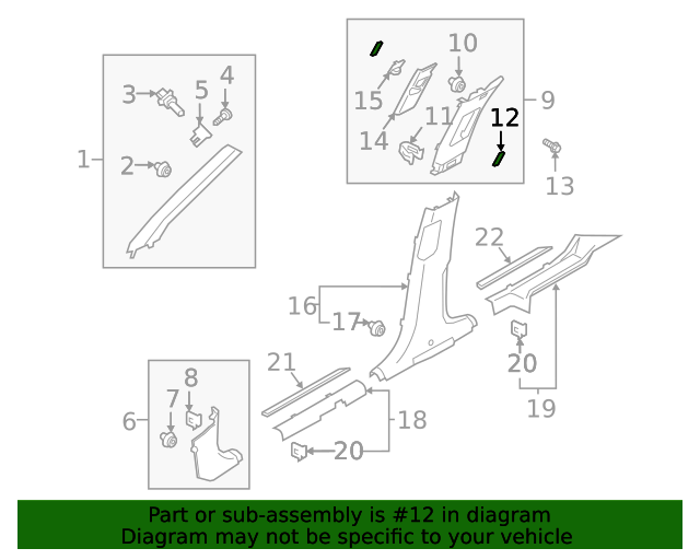 2020-2022 Hyundai Palisade Upper Center Pillar Trim Cover 858G8-S8000 ...