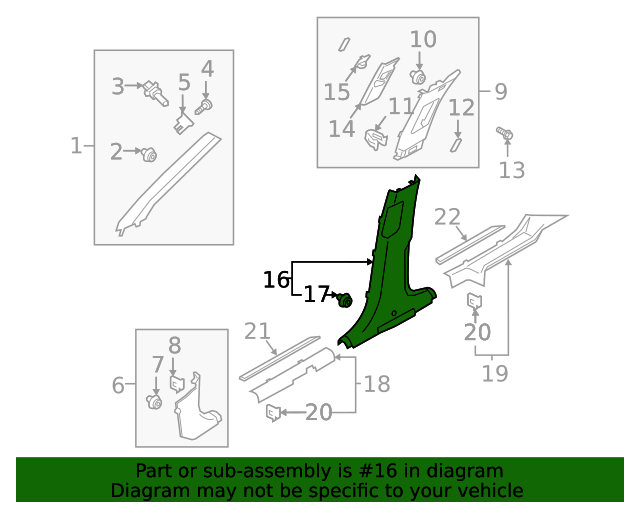 2020-2023 Hyundai Palisade Lower Center Pillar Trim 85835-S8000-NNB ...