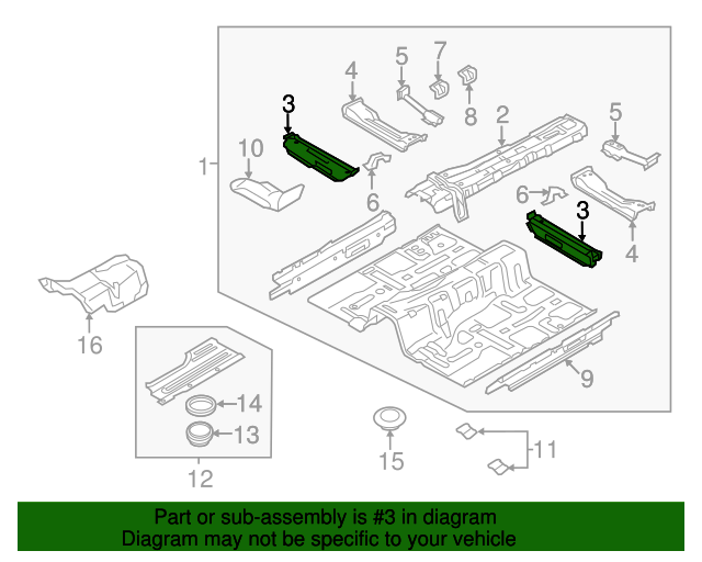 2011-2016 Hyundai Equus Front Cross-Member 65161-3N100 | Hyundai ...