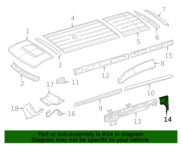 2014-2023 Mercedes-Benz Roof Rail Reinforcement 906-632-42-03 | MB OEM ...