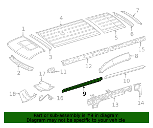 9106379300 - Roof Rail - 2019-2023 Mercedes-Benz | World Mercedes-Benz ...