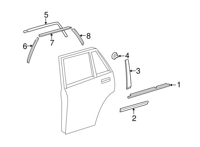 75740-48031 - Door Window Belt Weatherstrip 2004-2008 Lexus ...