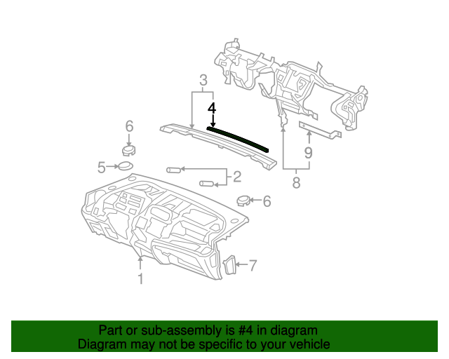 77466-TF0-000 - Defroster Panel Seal 2009-2013 Honda Fit | Honda Parts ...