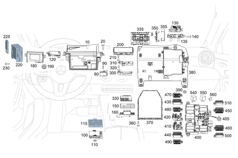 Control Units, Fuse Boxes and Relays in Interior for 2020 Mercedes-Benz ...