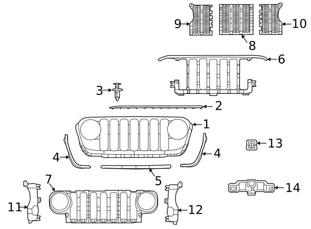 2020 Jeep Gladiator Grille 68457083AA | TascaParts.com