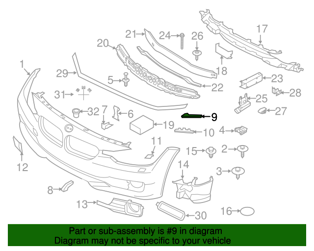 51117255361 - 2012-2019 BMW Bumper Cover Side Bracket (51-11-7-255-361 ...