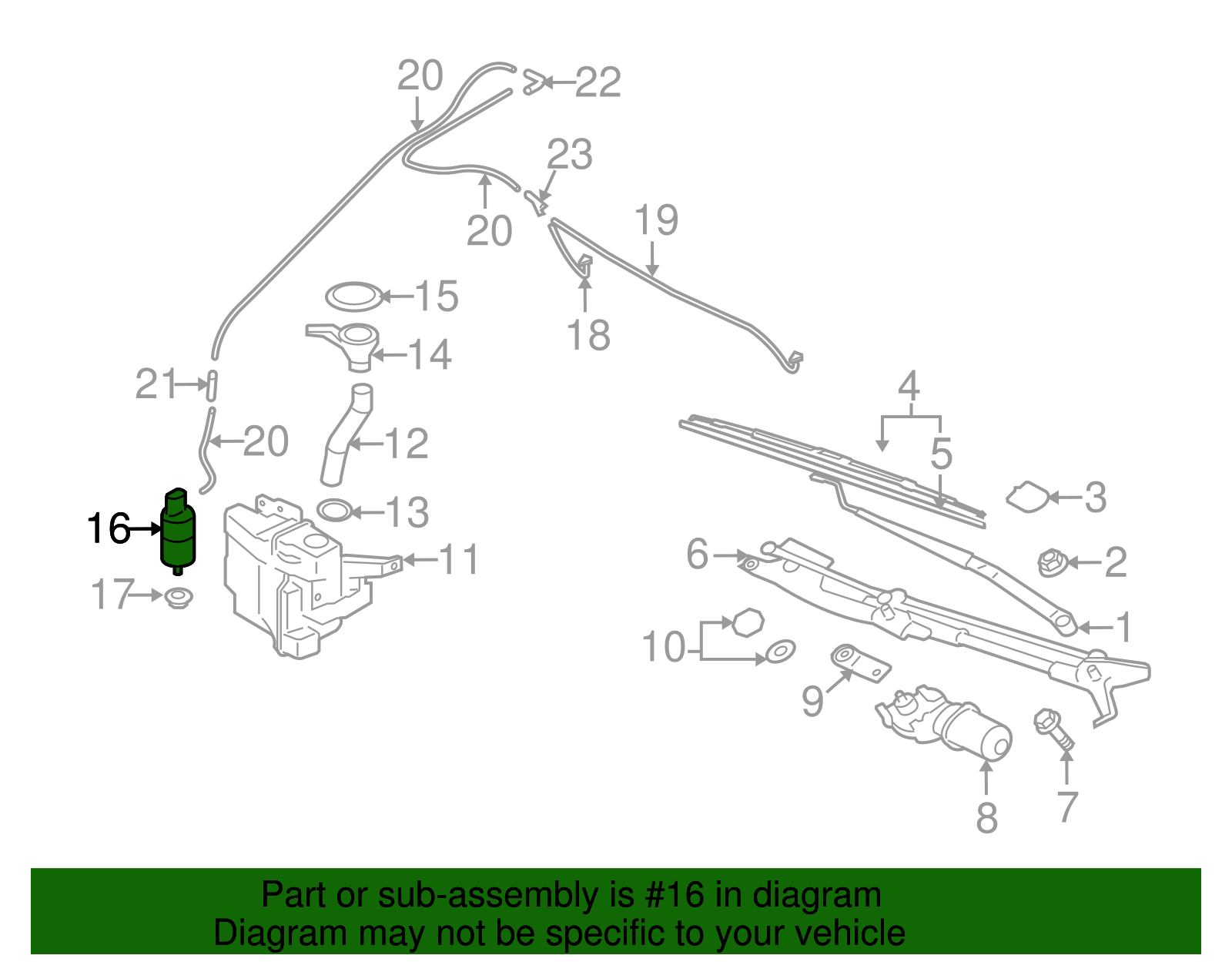 2004-2017 Mitsubishi Lancer Washer Pump 8260A109 | Mitsubishi Parts ...