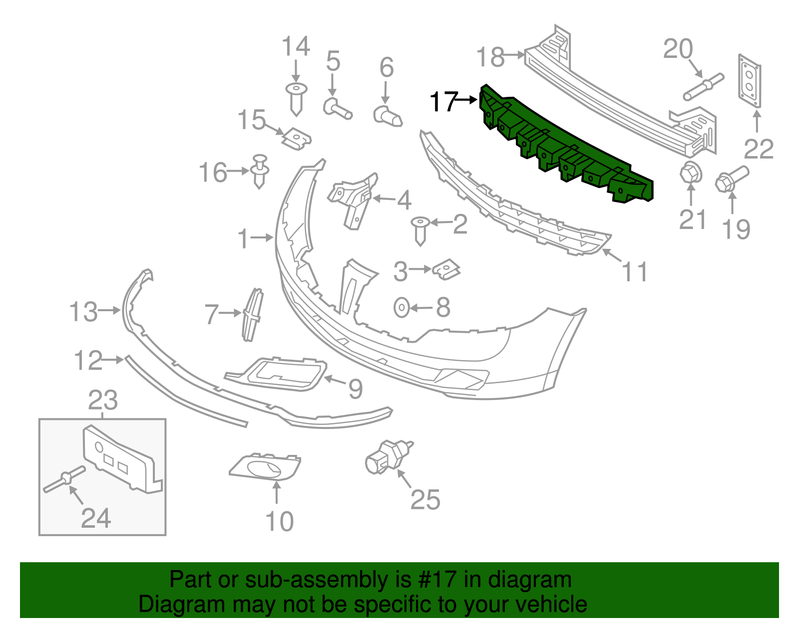 AH6Z-17C882-A - Isolator Assembly Bumper Bar 2010-2012 Lincoln MKZ ...