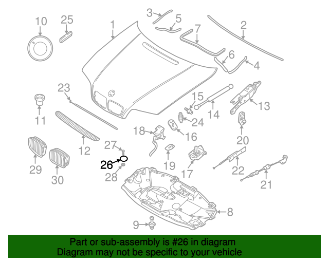 51718209307 - 2000-2014 BMW Hood Bumper (51-71-8-209-307) | BMW of ...