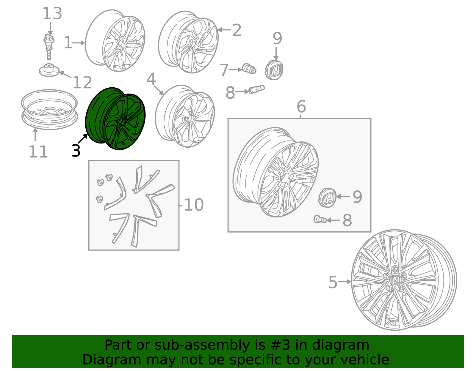 42700-TVA-A94 - 2018-2020 Honda Accord - Disk Aluminum Wheel (19X8 1/2J ...