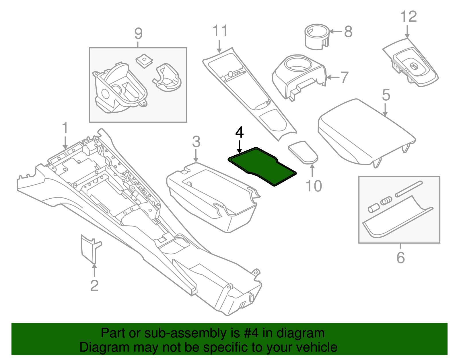 970-553-745-00 - Console Mat 2010-2016 Porsche Panamera | AutoNation Parts