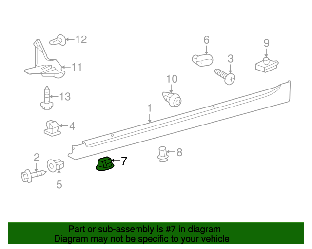 76924-47020 - Rocker Molding Retainer - 2010-2018 Toyota | OEM Genuine ...