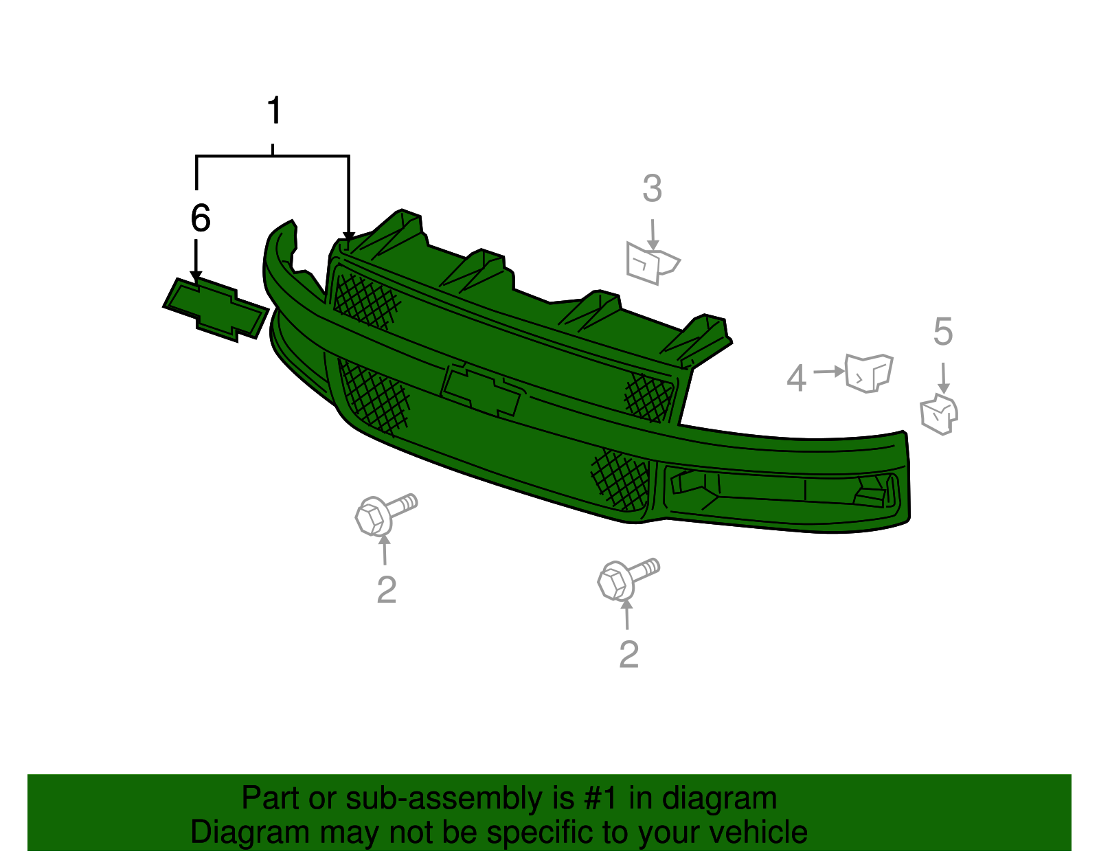 2003-2025 Chevrolet Grille (Replaces Part Number 22816425) 84689070 GM ...