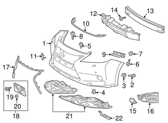 52145-06020 - Bumper Cover Support Rail 2013-2018 Lexus ...