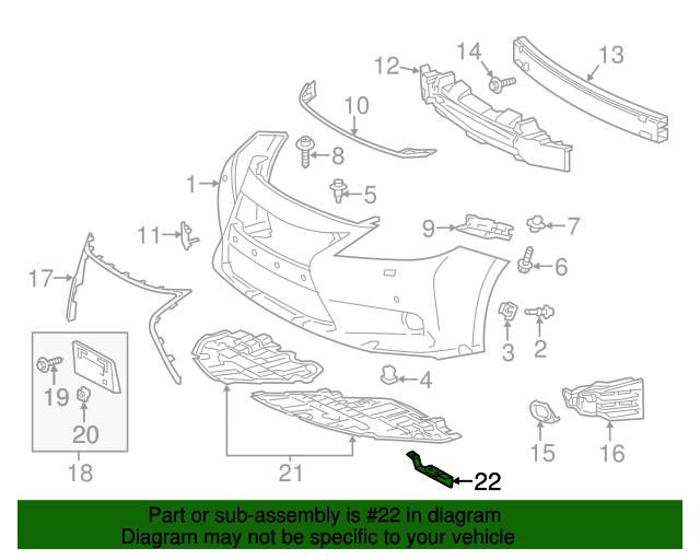 2013-2018 Lexus Air Deflector 53852-33050 | OEM Parts Online